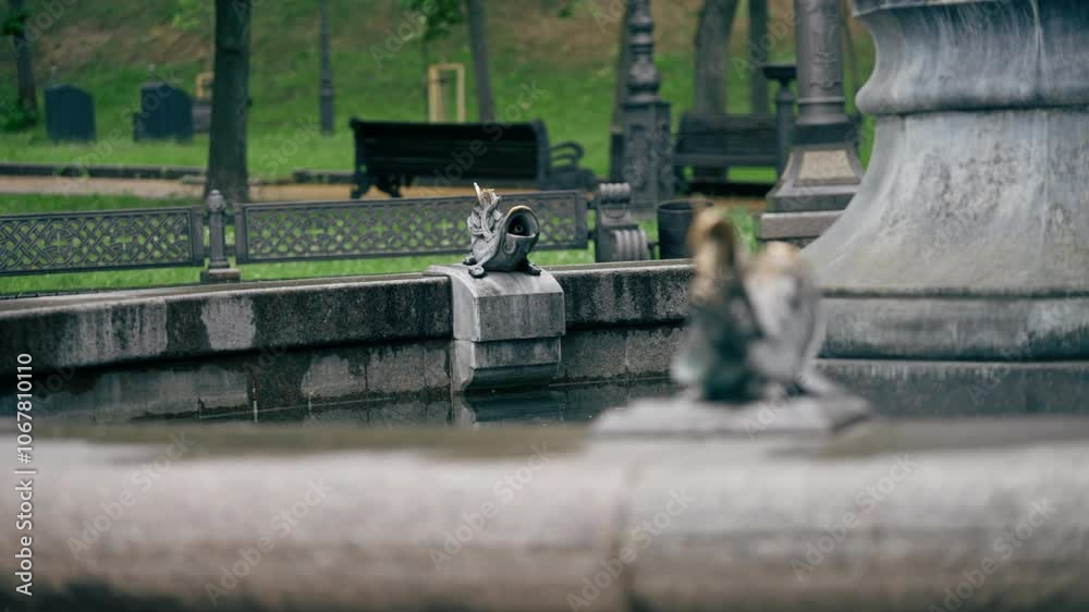 close up urban summer landscape city center soviet architecture ...
