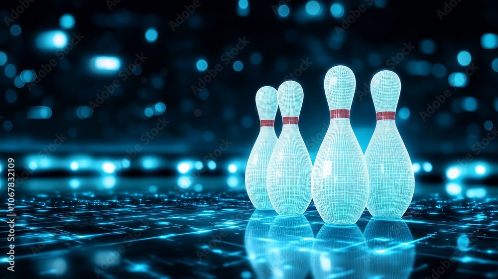 Bowling ball and pins on keyboard, a collision of sports, gaming ...