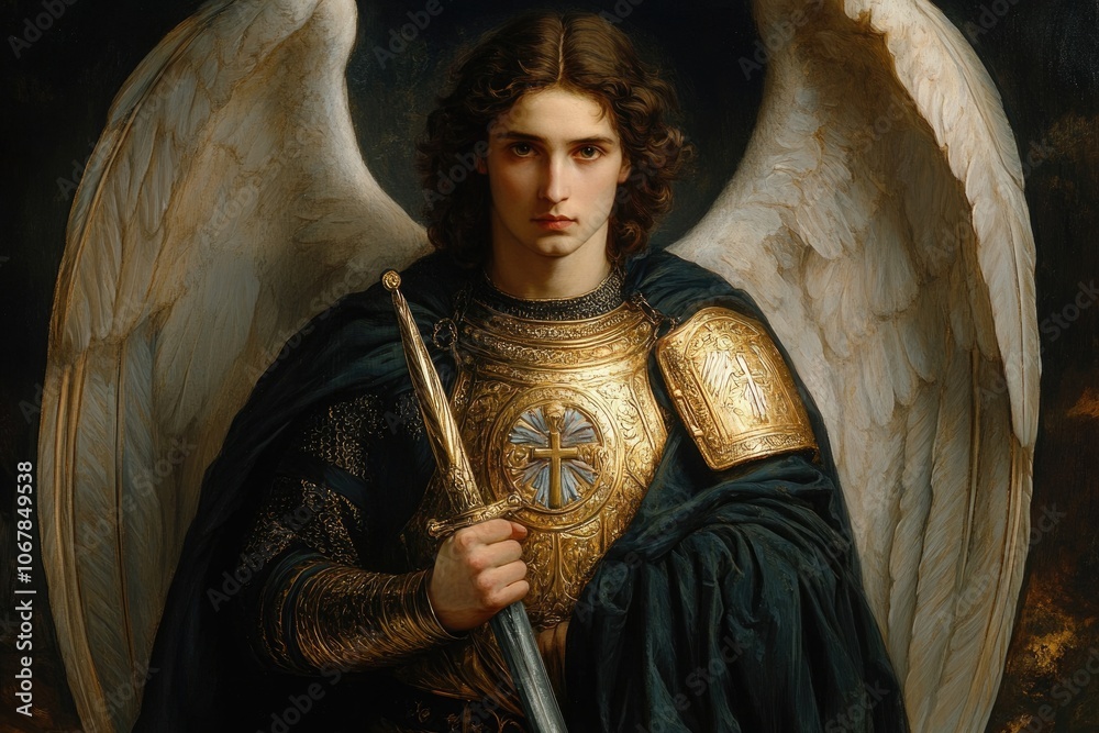 Divine guardian: Archangel Michael depicted with majestic wings and ...
