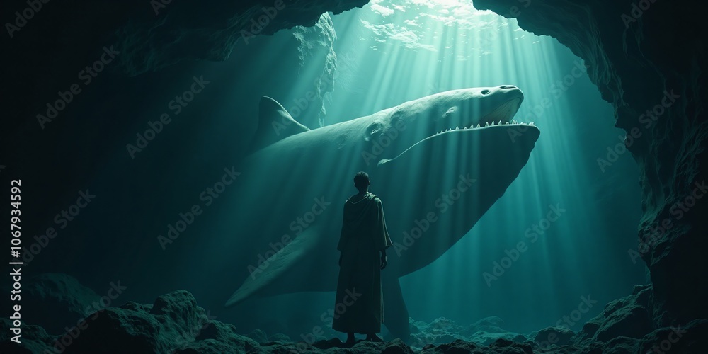 Bible story, Jonah and the Whale, Jonah standing inside the belly of a ...