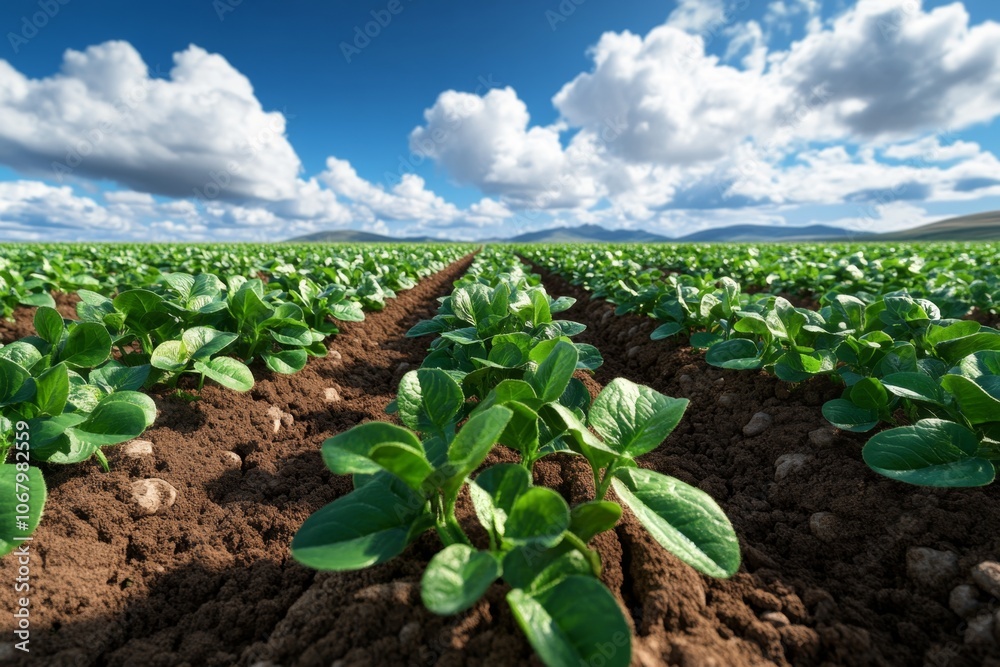 An ultra-realistic image of a small field of cover crops with rich ...