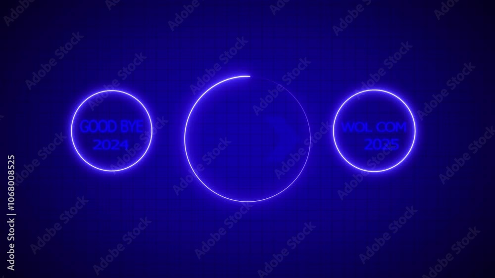 Animation of Glowing neon goodbye 2024 and welcoming the new year 2025 ...