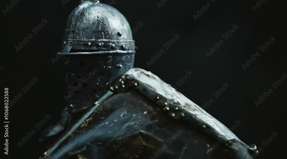 Ancient medieval knight body armor scene, Camera slow motion with ...