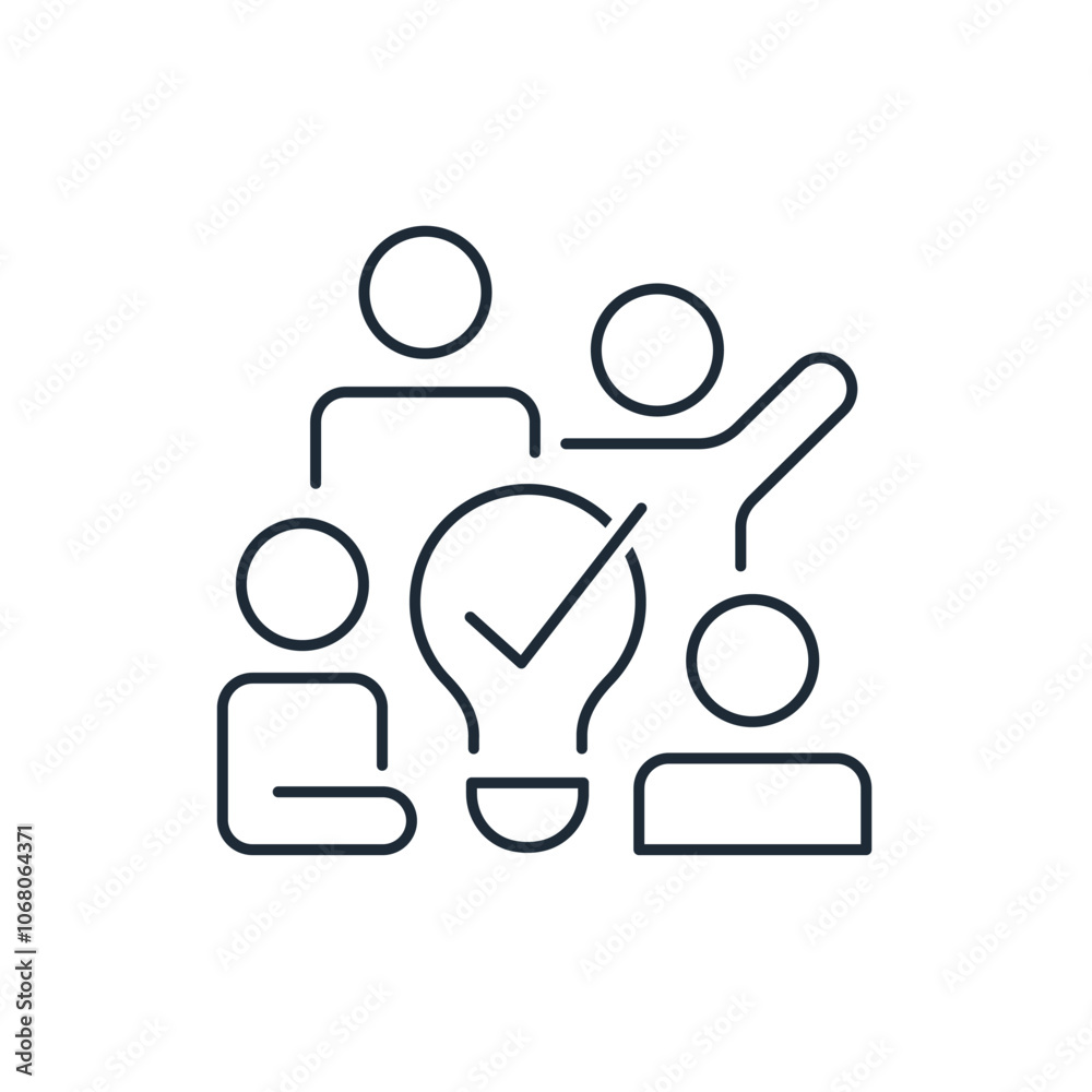 Thought leadership. A unifying idea. Vector linear illustration, icon ...