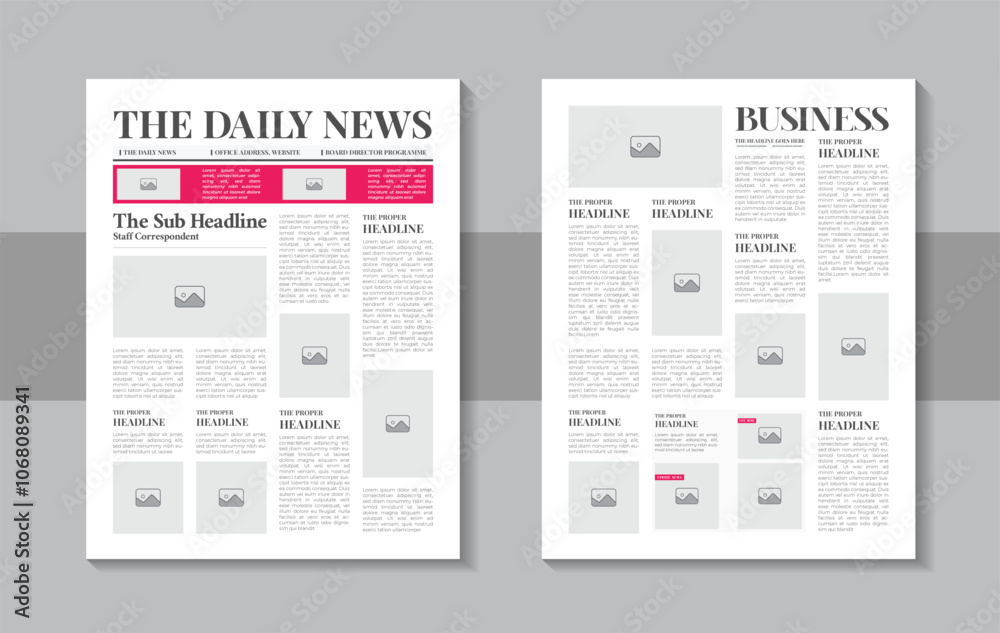 Print ready newspaper template layout design or paper retro journal ...