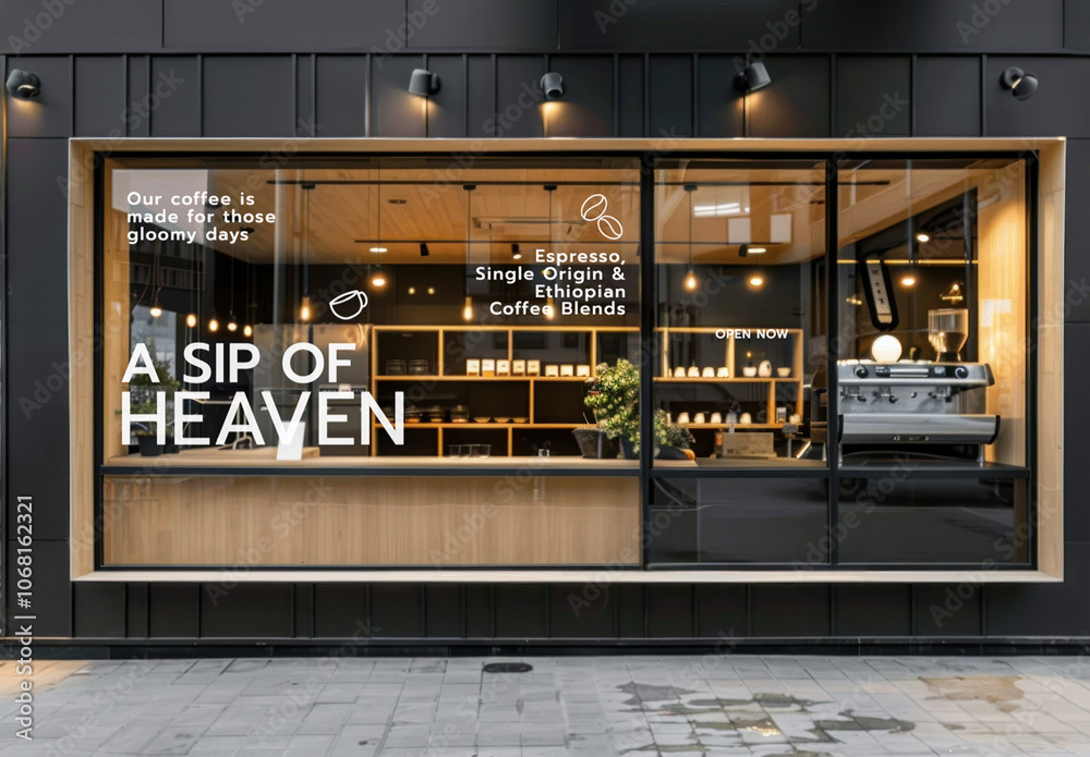 Cafe Shopfront Glass Window Mockup With Generative AI Stock Template ...