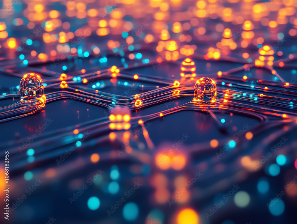 A detailed artistic visualization of a chemical library, with rows of ...