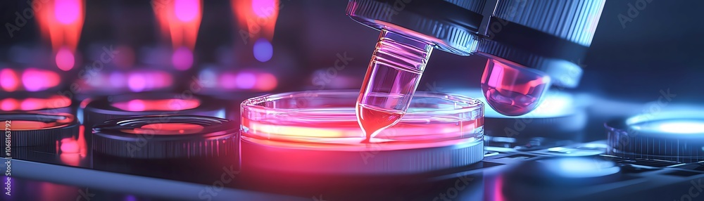Automated pipette systems in action, transferring liquids into high ...