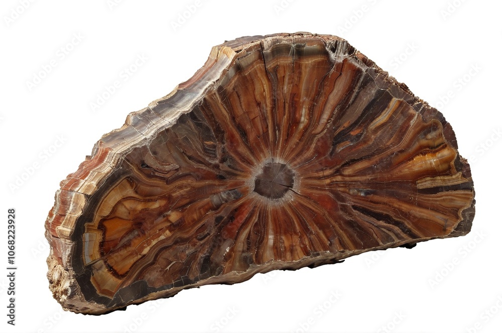 Isolated Cross Section of Polished Petrified Wood with Detailed ...