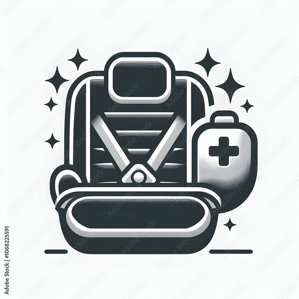 Car seat and airbag icon isolated on white background concept as A car ...
