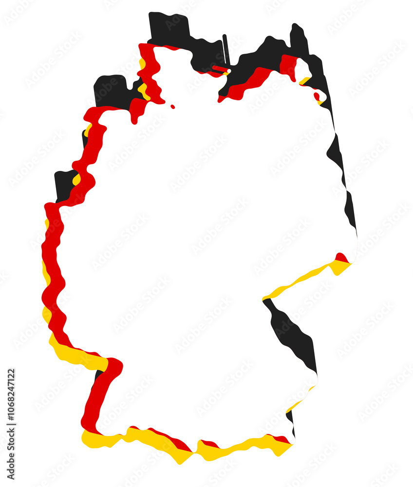Poster creative map of Germany, simplified rounded outline silhouette ...