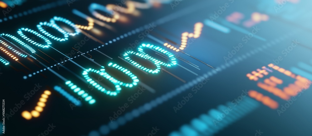 Abstract digital binary code 1 and 0 digital info tech science data background showing data ...