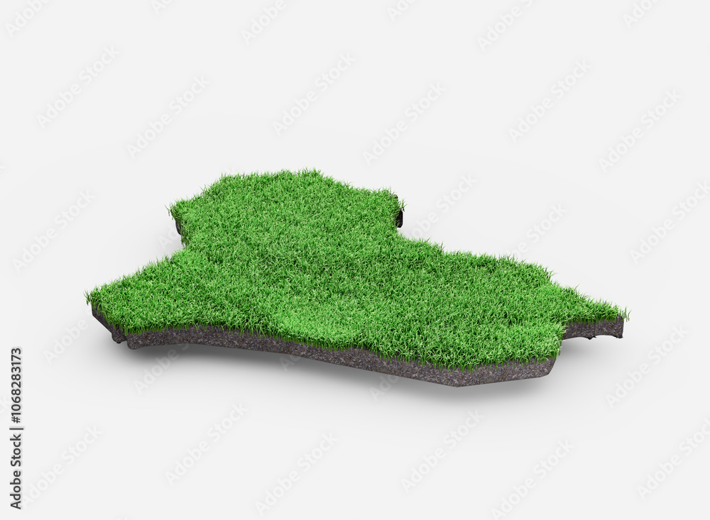 Iraq Map Soil Land Geology Cross Section Green Grass And Rock Ground ...
