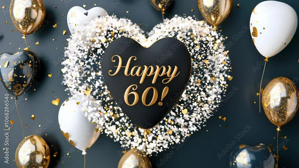 Sixtieth tribute: cheerful visual greeting featuring Happy 60 in eye ...