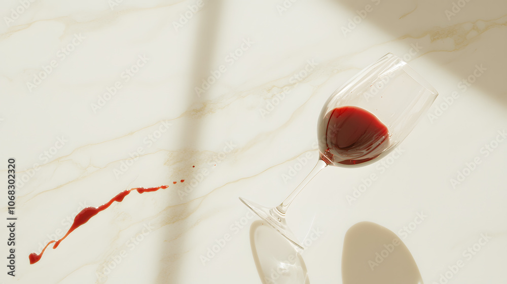 Foto de Glass Lying on Its Side on the Table with Red Wine Spill | Wine ...