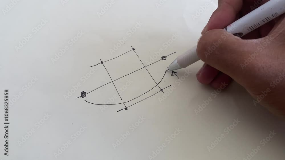 architect hand drawing sketch design architecture construction project ...