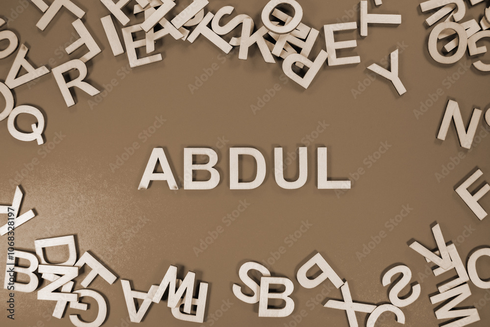 Abdul popular and modern baby boy fashion name in wooden English ...