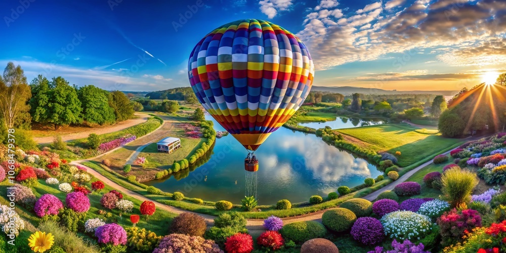 Giant Balloon with Flowers Inside: Aerial Drone Photography of Colorful ...