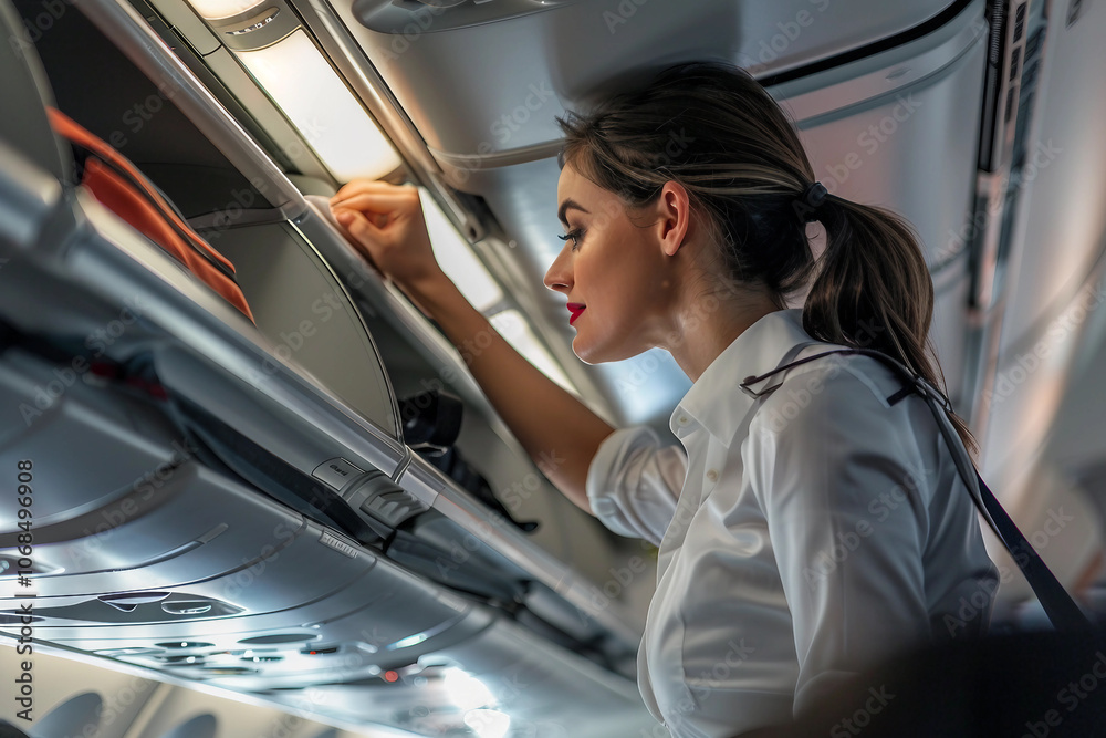 Generative AI portrait of professional airline crew worker steward ...