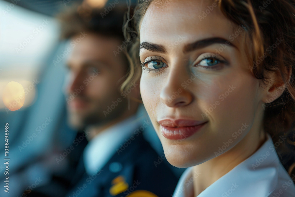 Generative AI portrait of professional airline crew worker steward ...