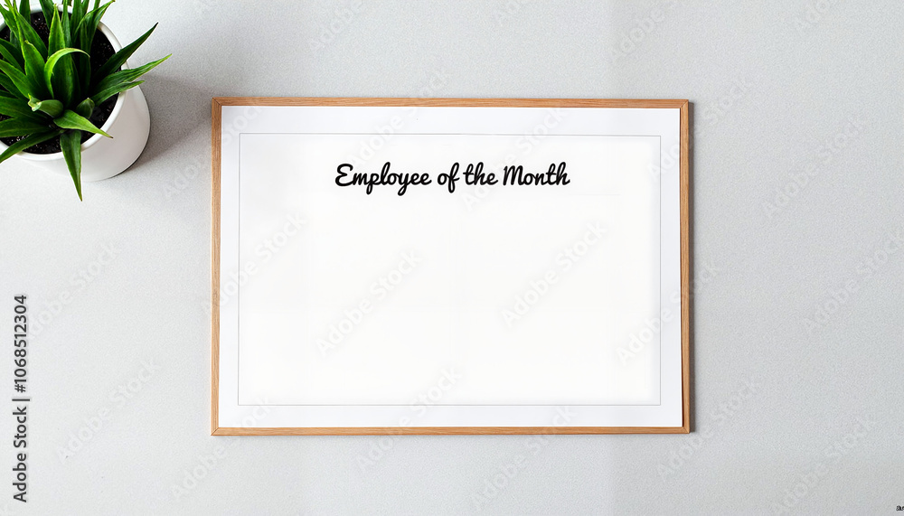 Employee of the Month award certificate template in a wooden frame on a ...