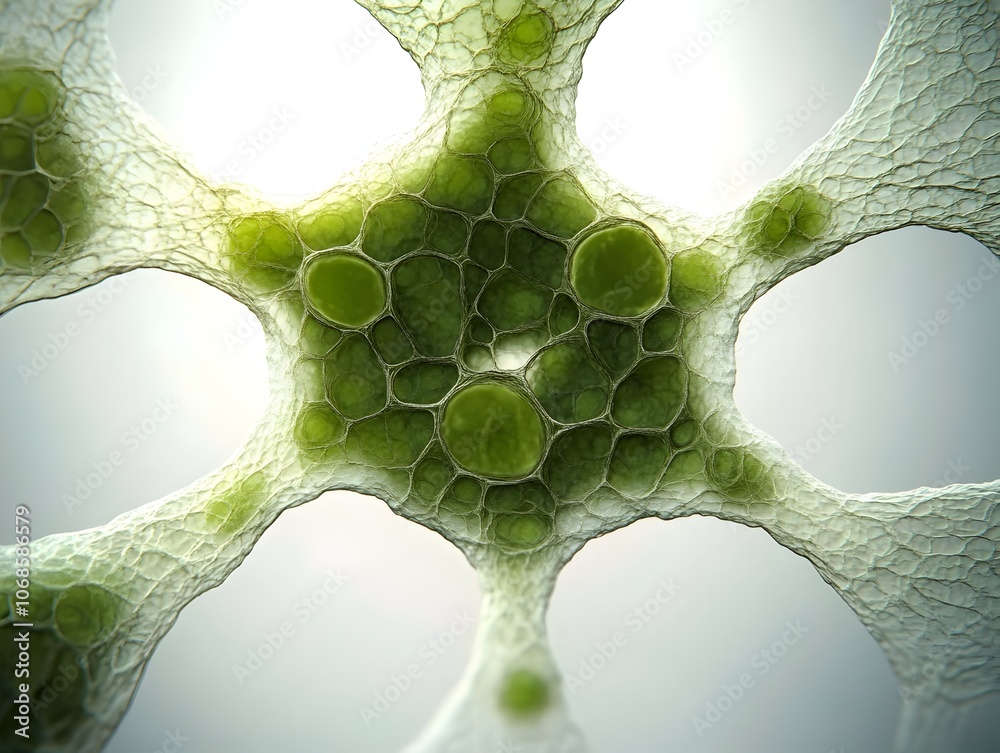 Closeup photomicrograph of Chlamydomonas reinhardtii a model algae ...
