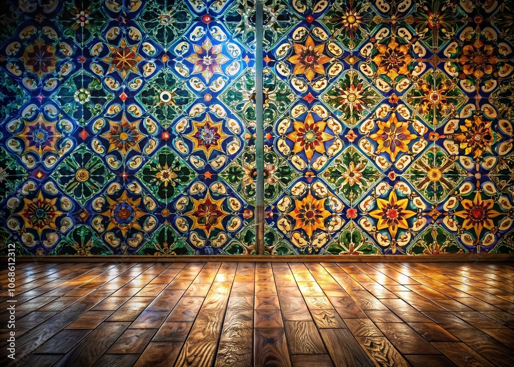 Seamless Vintage Colorful Tiled Wall and Floor Design with Unique Wood ...