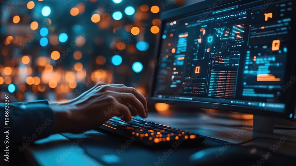 working hands of operator controller from engineer team with data base ...