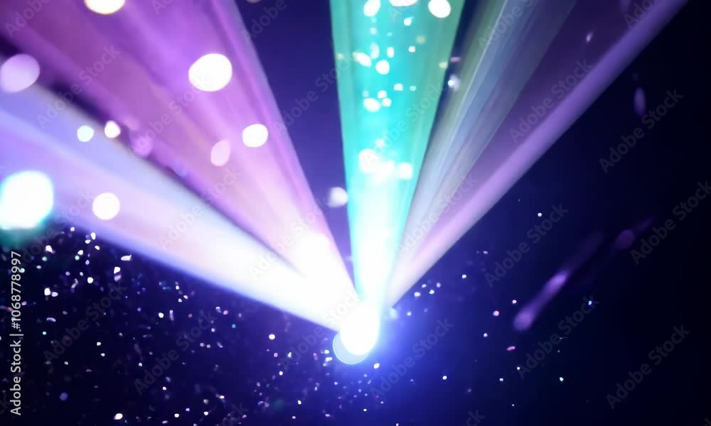 abstract background with multicolor light rays like laser show, with ...