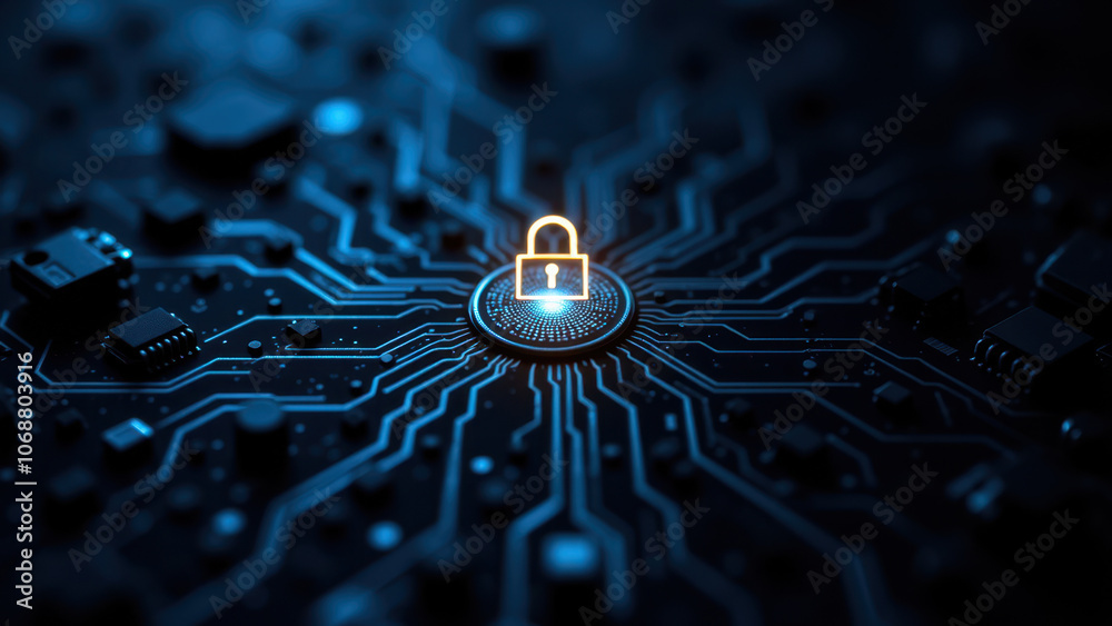 Image shows a close-up of a computer motherboard with a focus on the ...