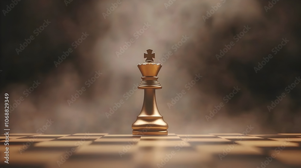 Surreal Floating Chess King Above Classic Board - Immense Chess Piece ...