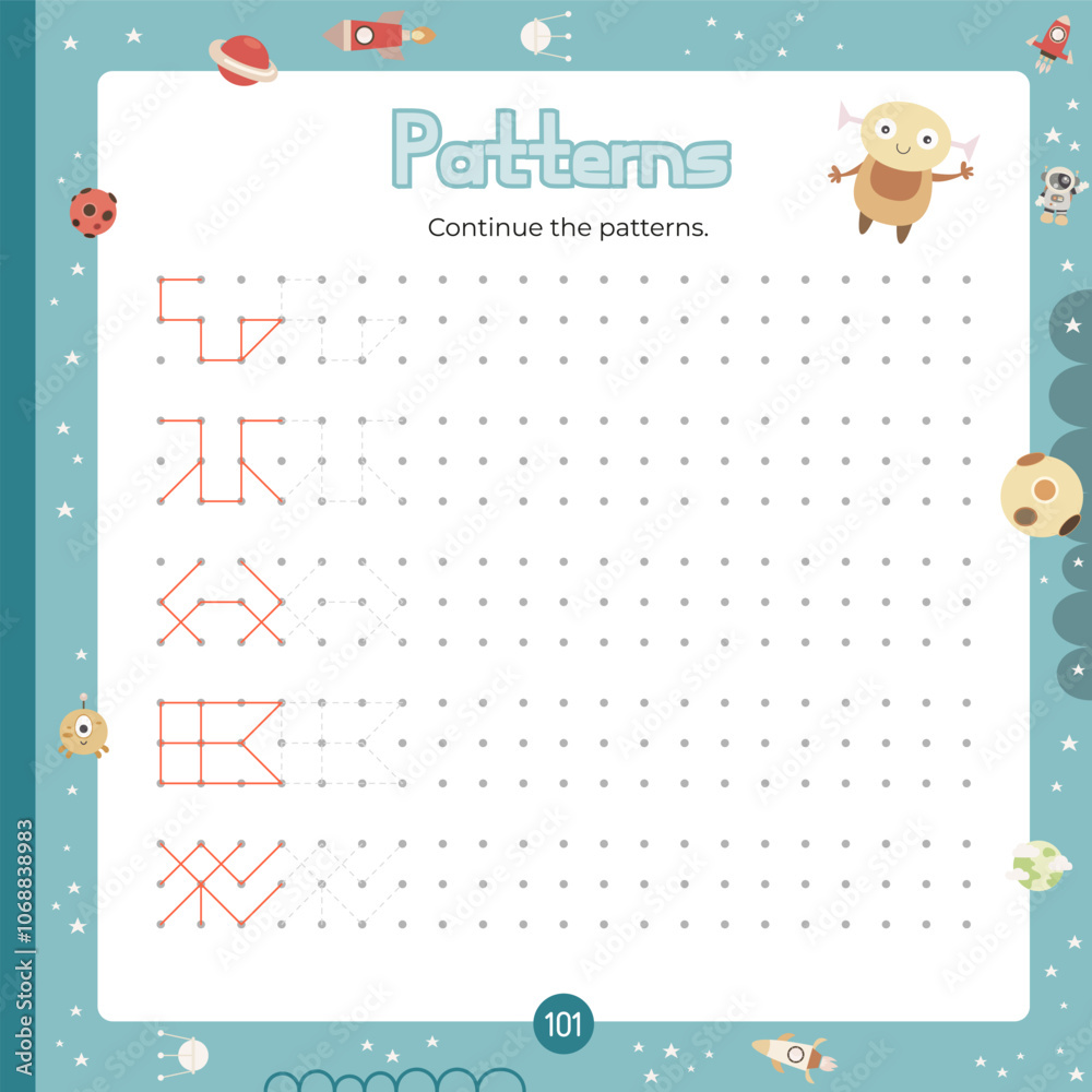 Activity page for kids – continue pattern. Preschool printable game for ...