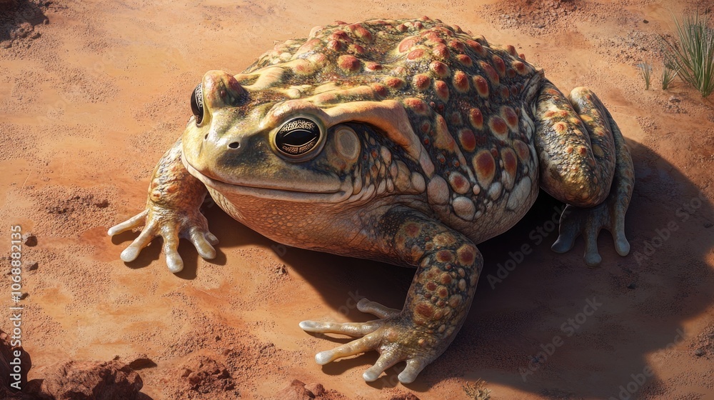 Common toad resting on unclean ground from a top view showcasing ...