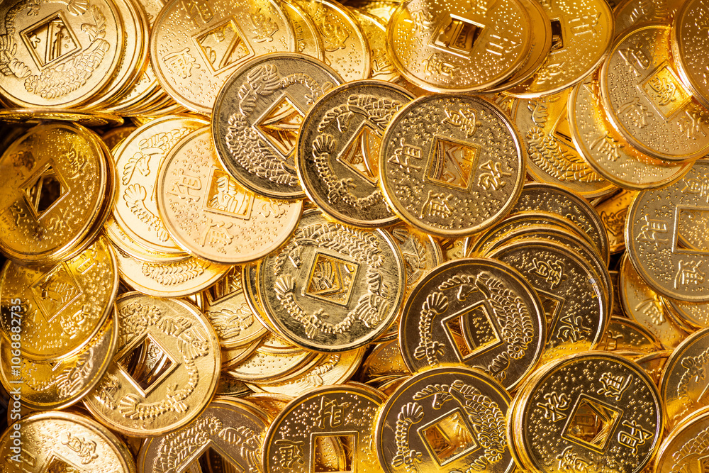 Poster Traditional Chinese gold coins that bring wealth according to ...