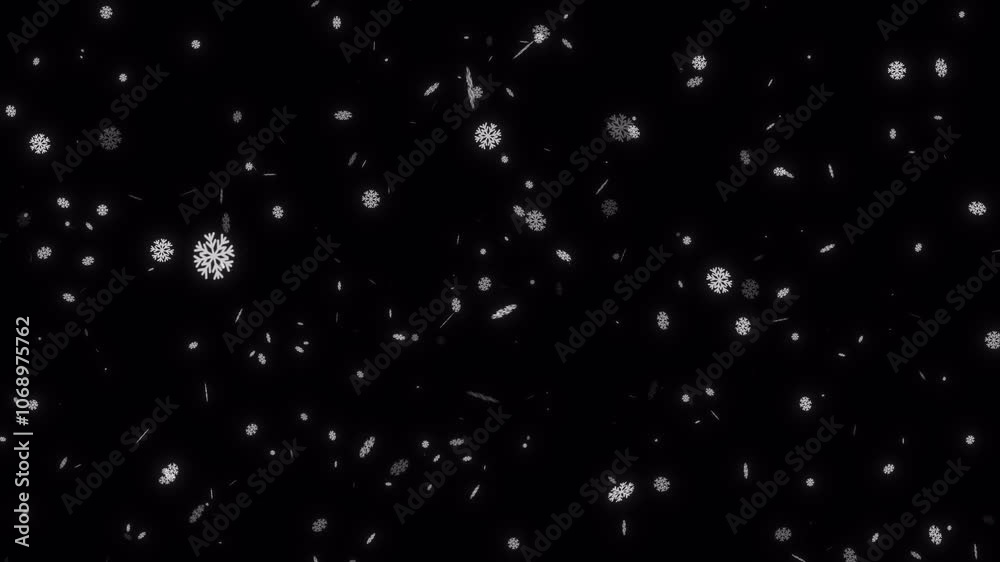 Winter snowfall, snow animation. Isolated snow falling on a transparent ...