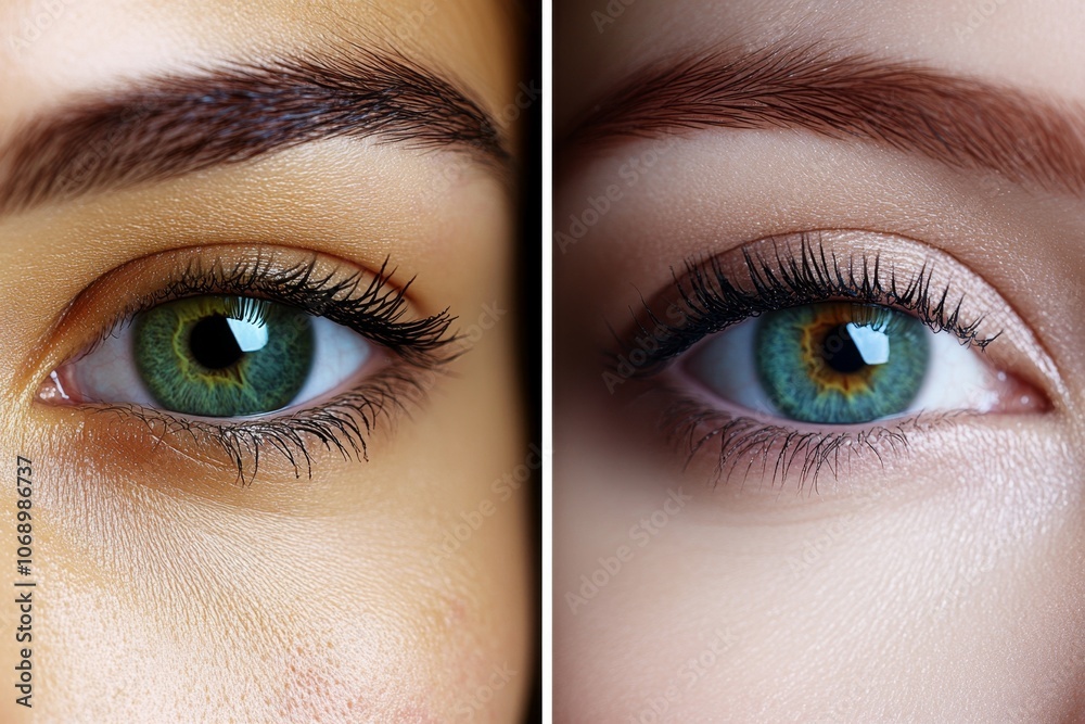 Before and after face shots showing reduced acne on one side and ...