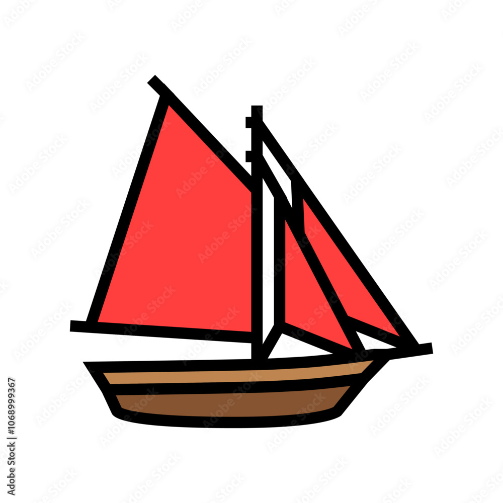 sloop ancient ship color icon vector. sloop ancient ship sign. isolated ...
