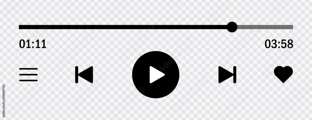 "Modern music player UI vector with controls for app design." Stock ...