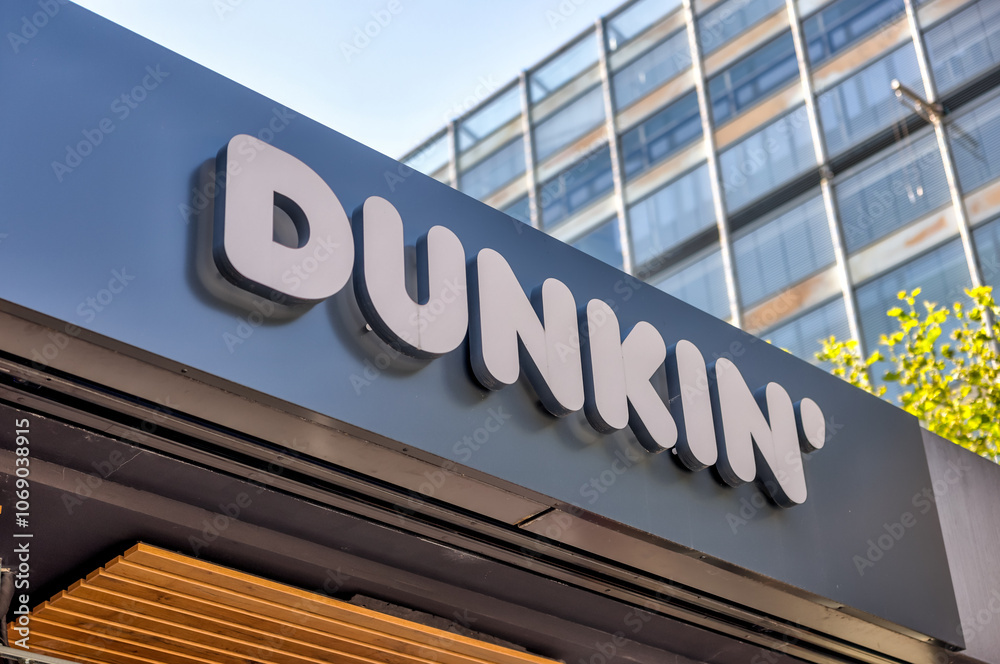 Frankfurt, Germany - July 29, 2024: Store signage for Dunkin' Donuts in ...