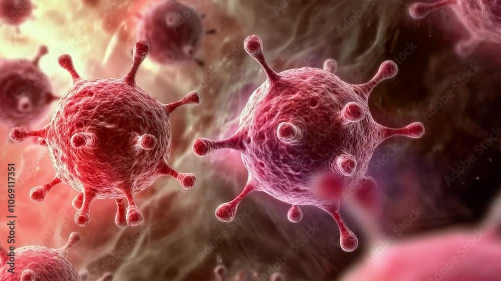 Cancer cells in the human body under the microscope. The concept of ...