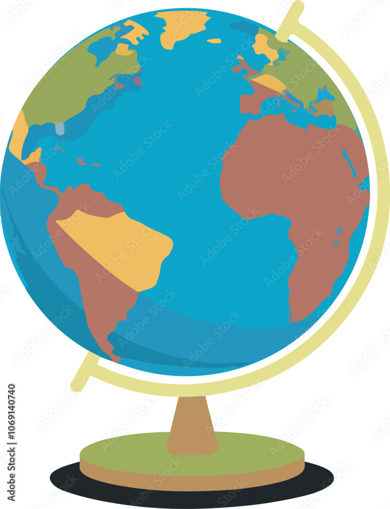 Globe on stand with minimal landmasses for world map glove rounded ...
