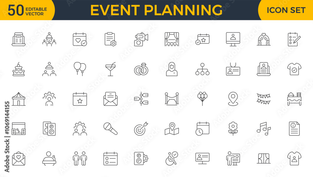 Event Planning Icon Set. Stylish and functional icons for organizers ...