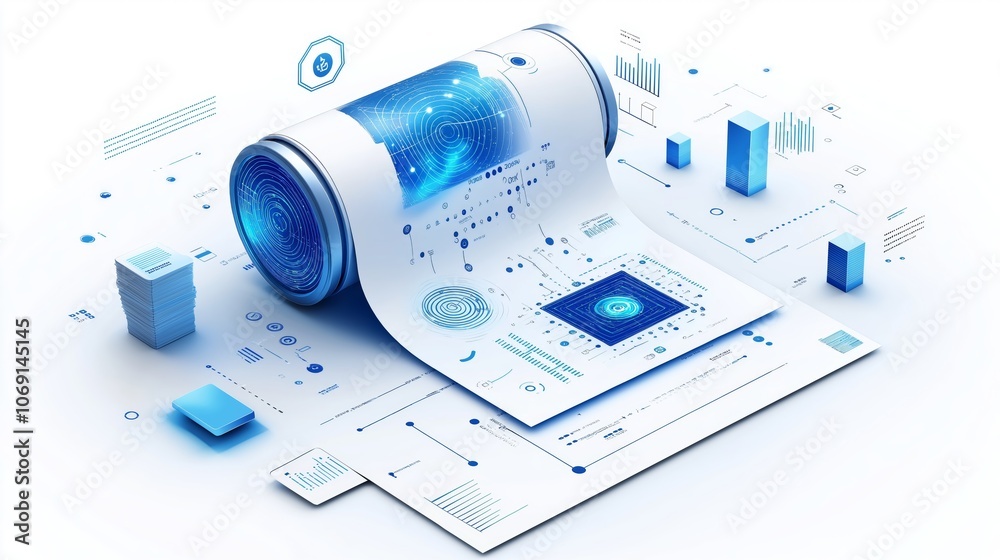 Digital Scroll with Data Graphics, Representing Innovation, Technology ...