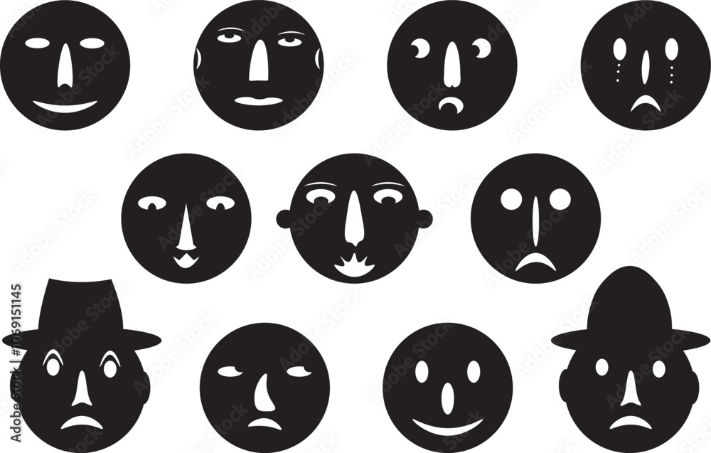 Poster Emoji collection with happy, sad, angry, crying, tacit, dreadful ...