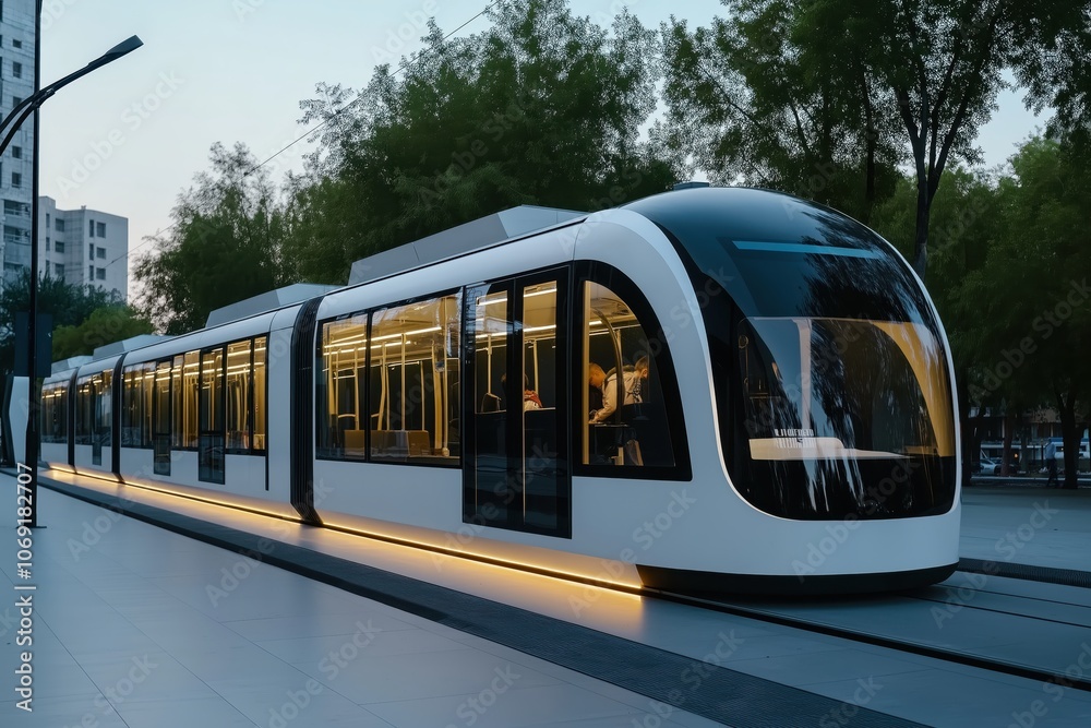 Concept design of the exterior of a modern metro train. Public ...
