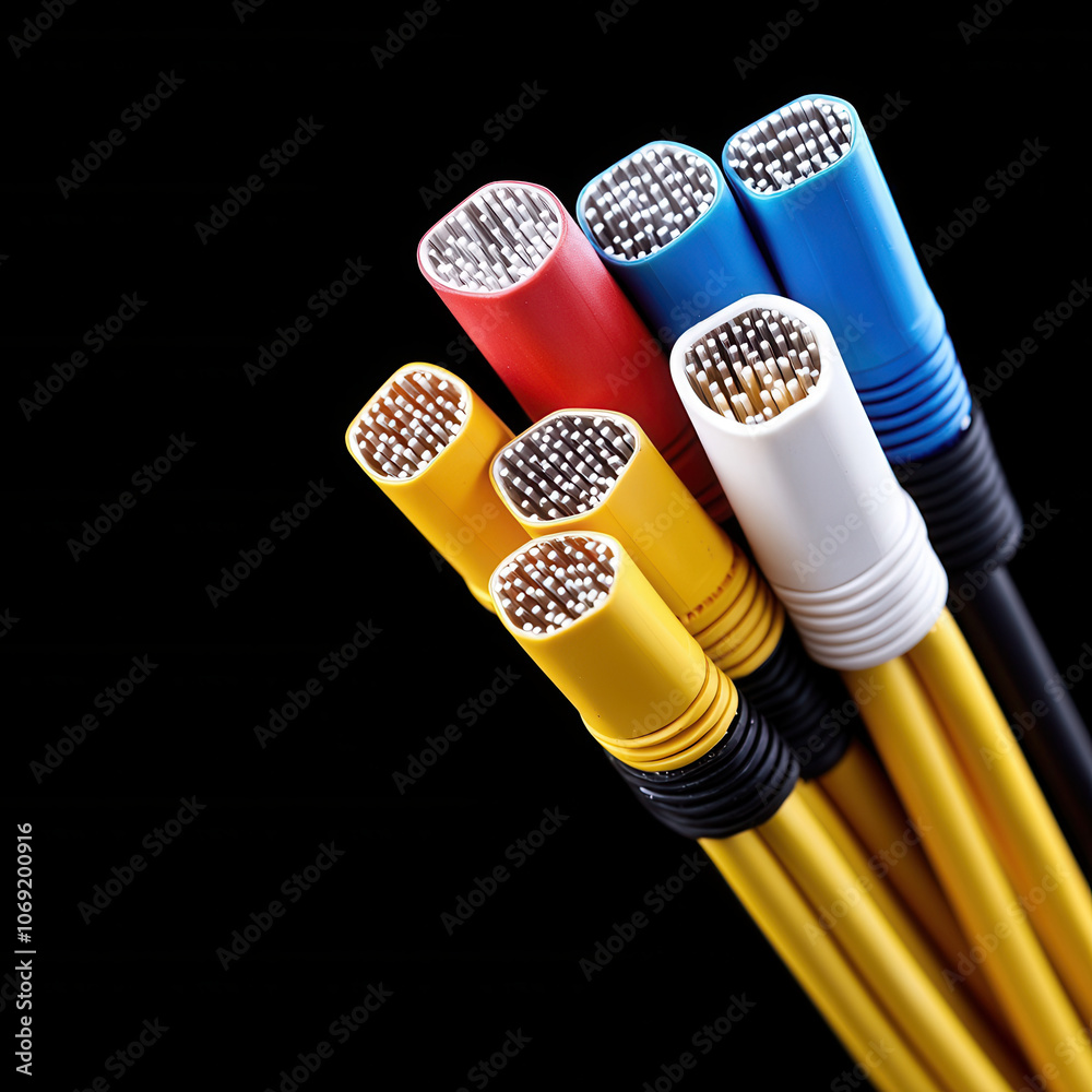 High quality fiber optic cables in various colors, showcasing their ...