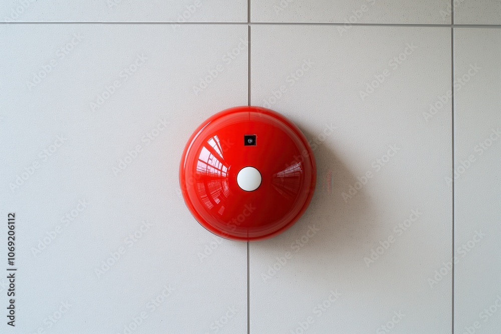 Close-up of alarm system sensor on the wall. Autonomous fire detector ...