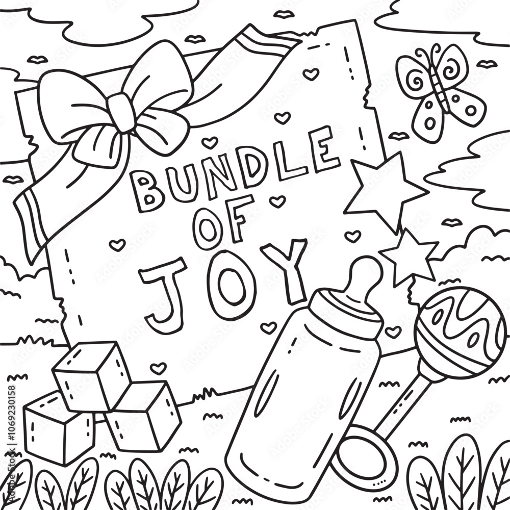 Baby Shower Bundle of Joy Coloring Page for Kids Stock Vector | Adobe Stock