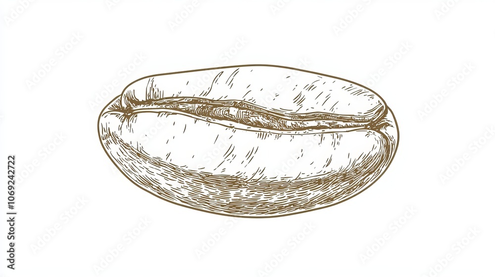 Graphic depiction of a coffee bean in vector format. A hand-drawn ...