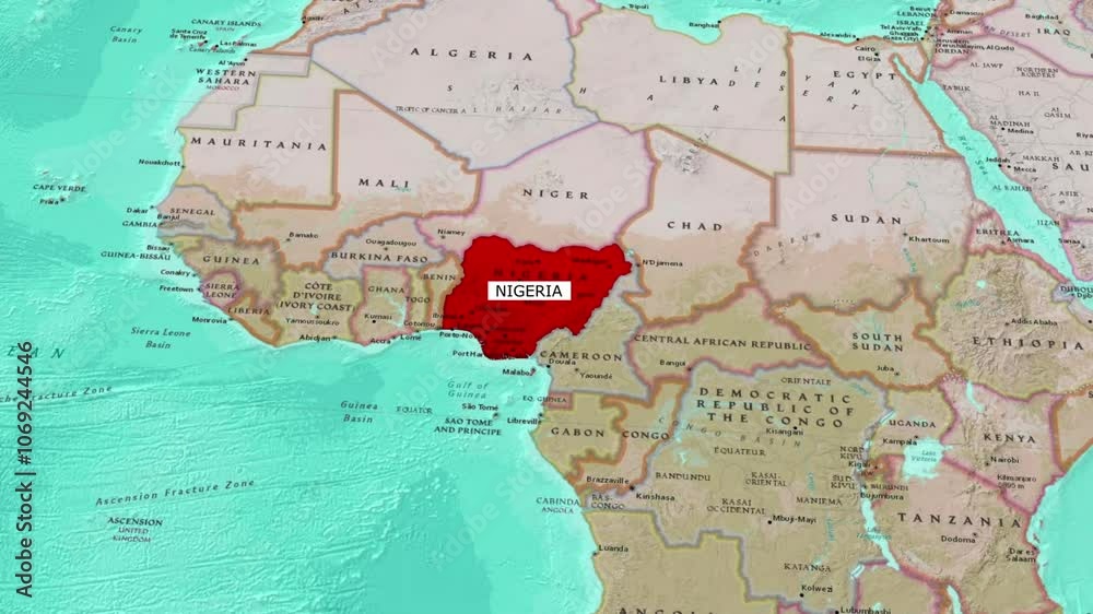Political map of Nigeria.Map of Nigeria with borders. Stock Video ...